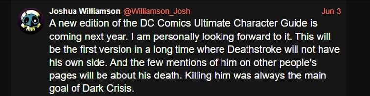 A new DC character guide is coming and Deathstroke is really gone for ...