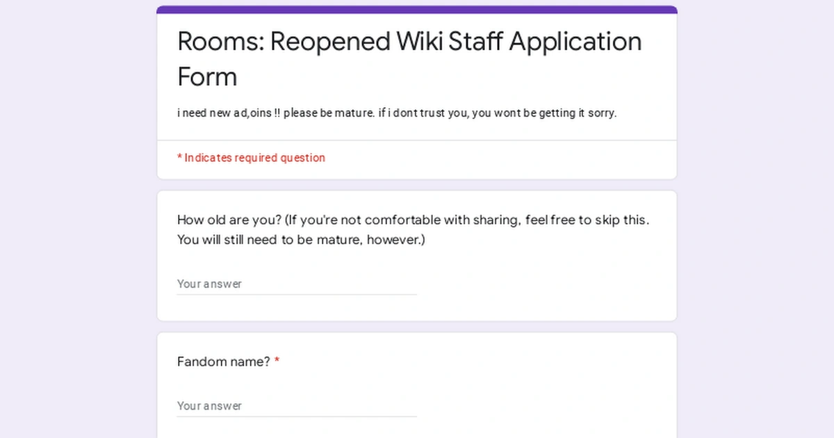 staff application form | Fandom