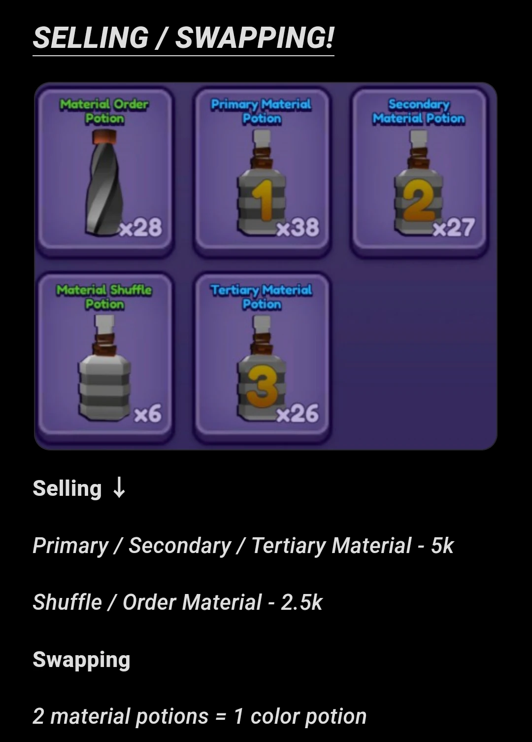 Selling / Swapping | Fandom