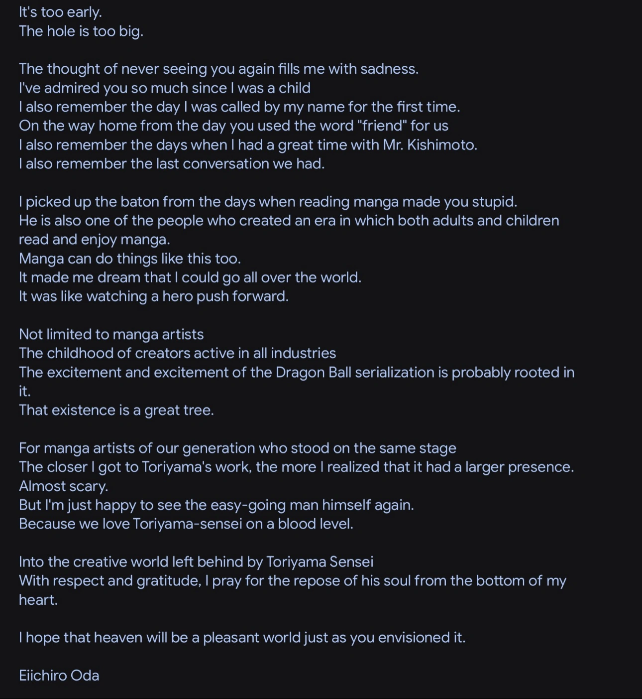 Oda (One Piece creator) and Kishimoto’s (Naruto creator) message for ...