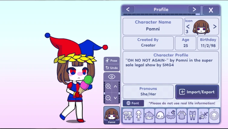 Pomni in gacha life 2 again but with a description/bio | Fandom