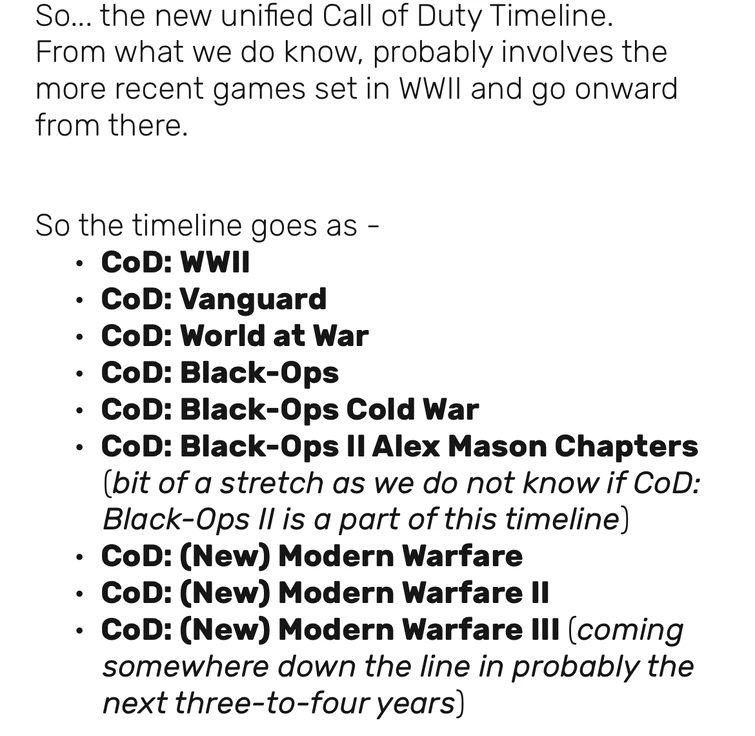 Call of Duty Timeline | Fandom