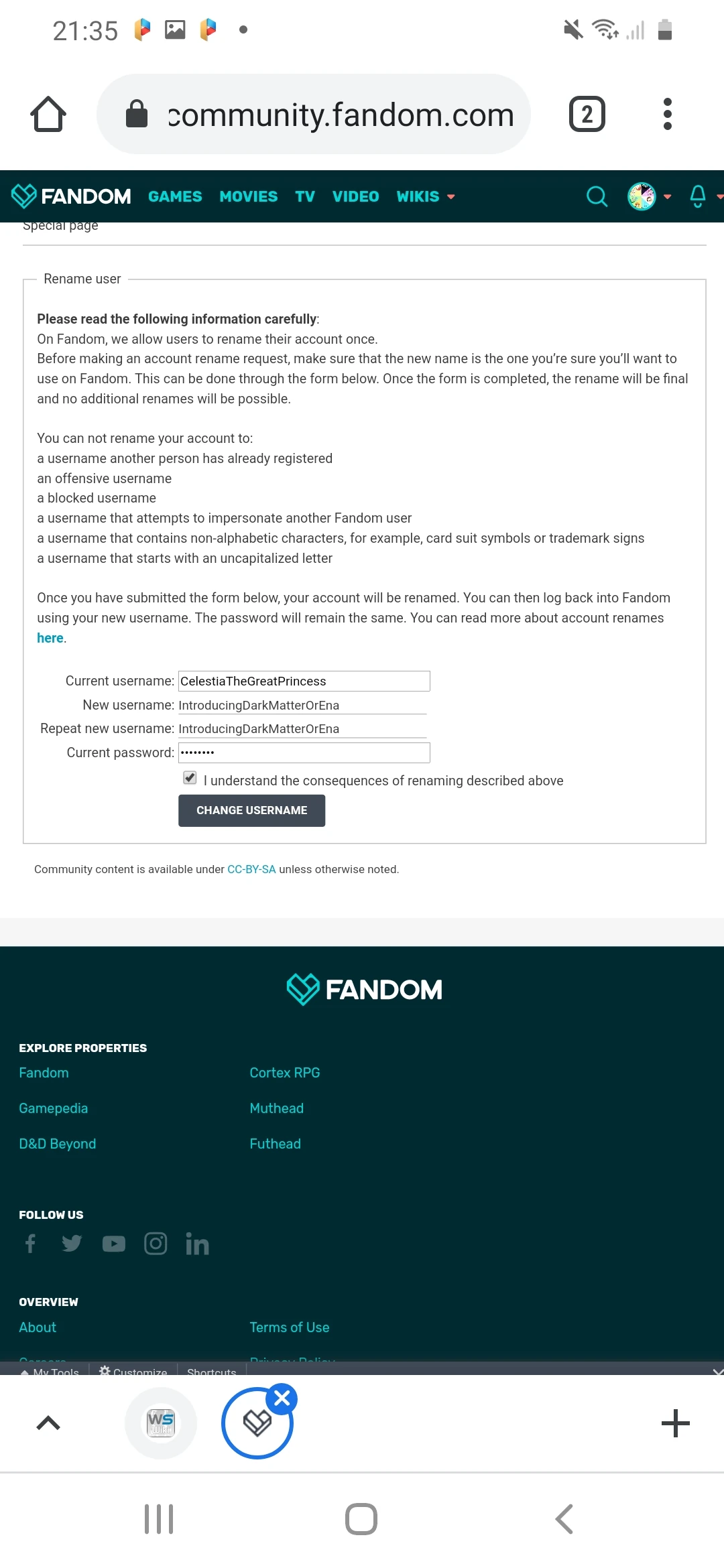 Changed my username... | Fandom