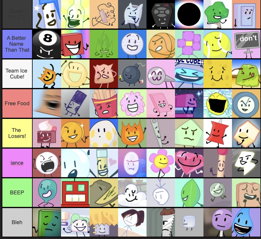 bfb seating chart | Fandom