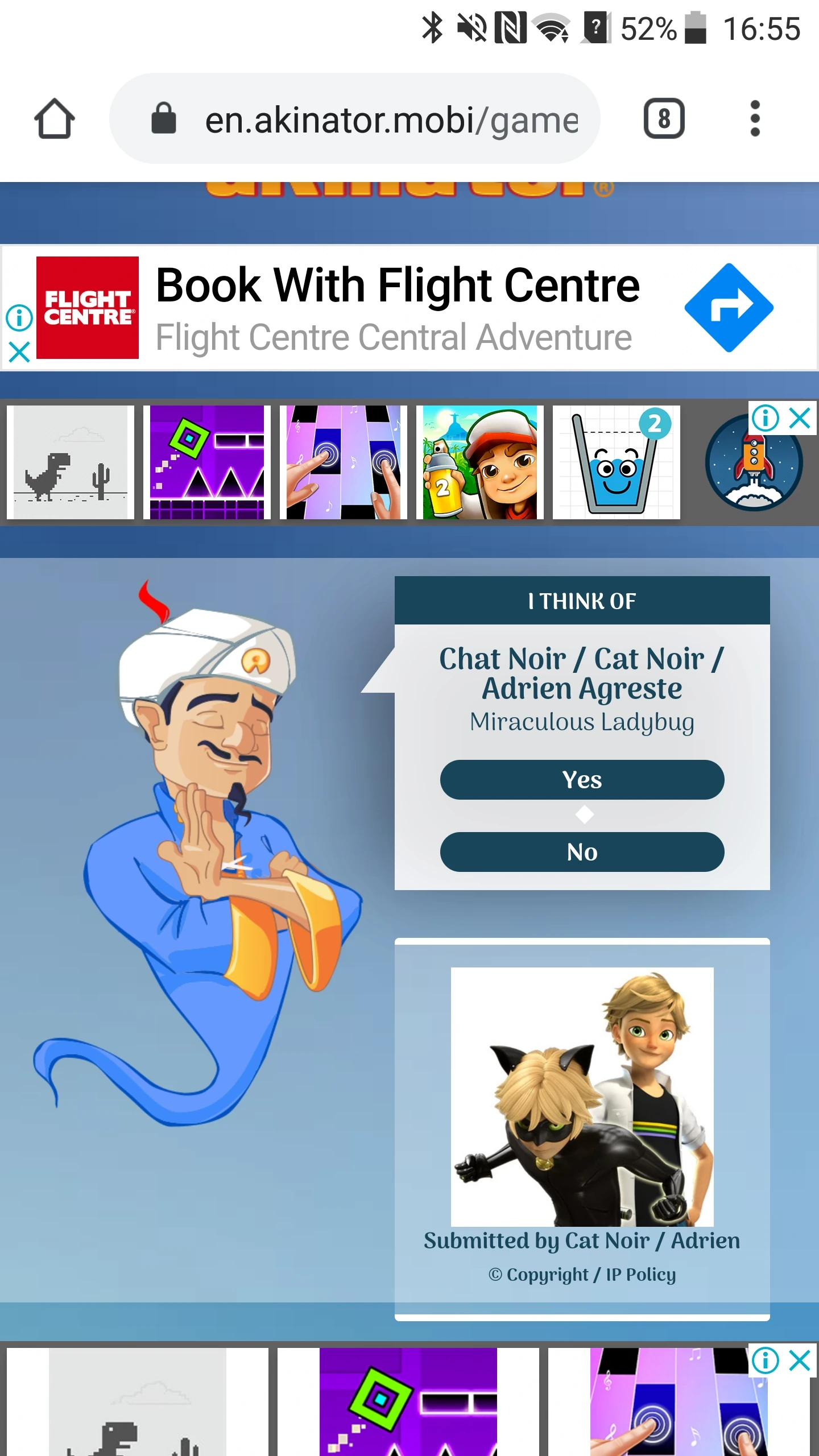 Akinator scares me! It got it right after 10 questions! First time ...