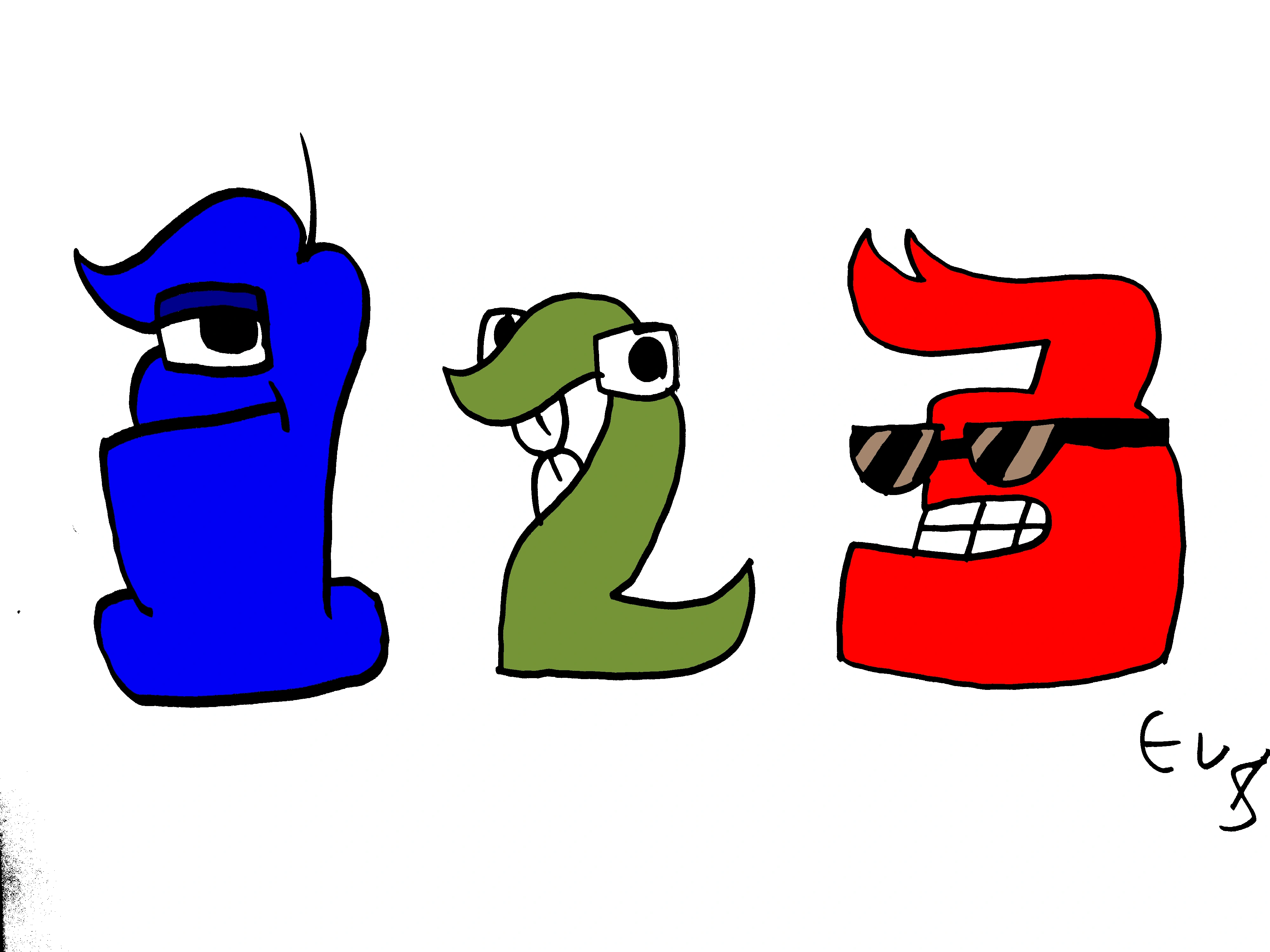 My drawing of 1, 2 & 3 | Fandom