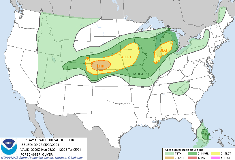 Current SPC Day 1 Outlook - ENH Risk possibly lead by a Hatched 30% ...