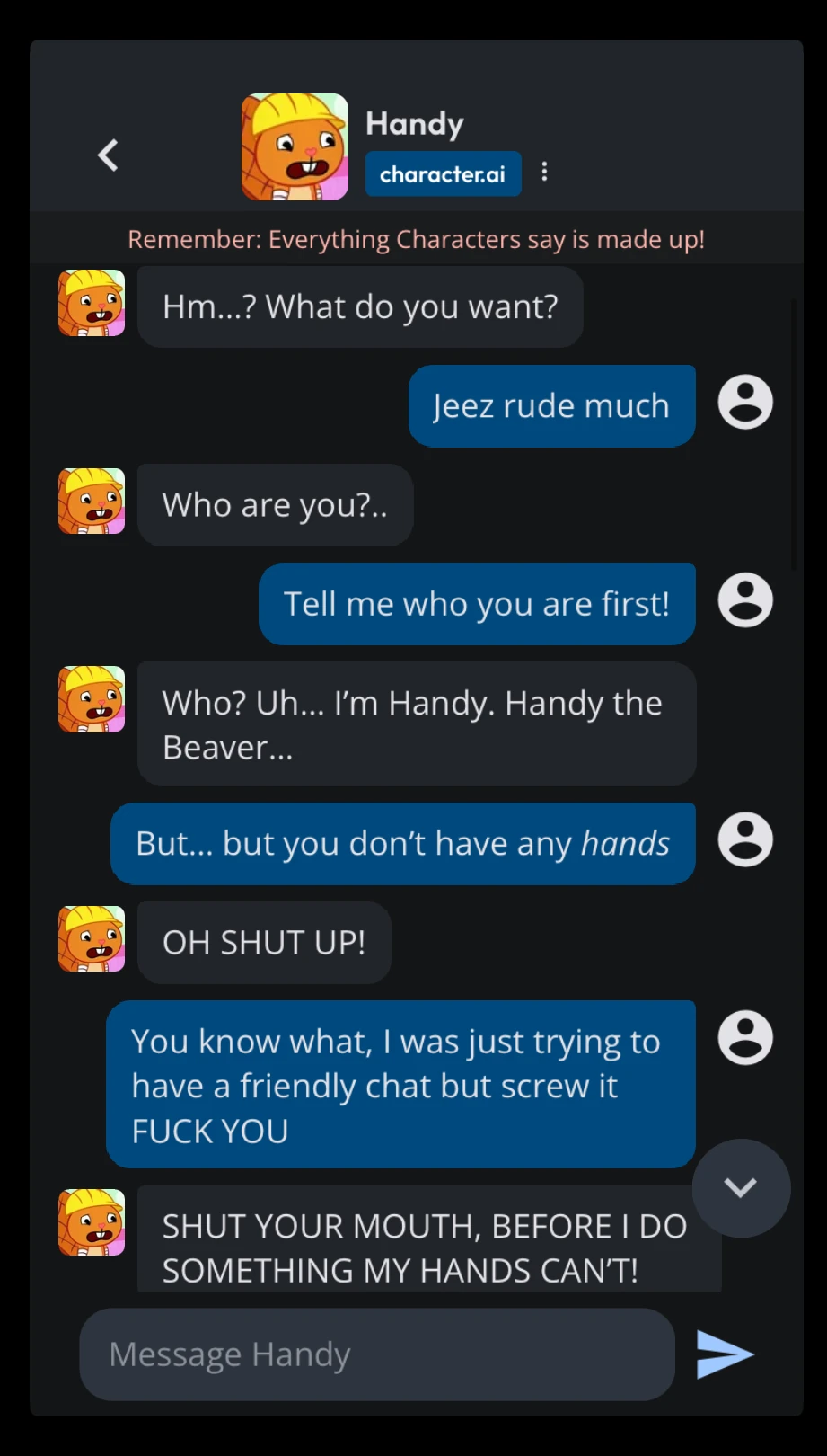 Me and AI Handy get into a fight | Fandom