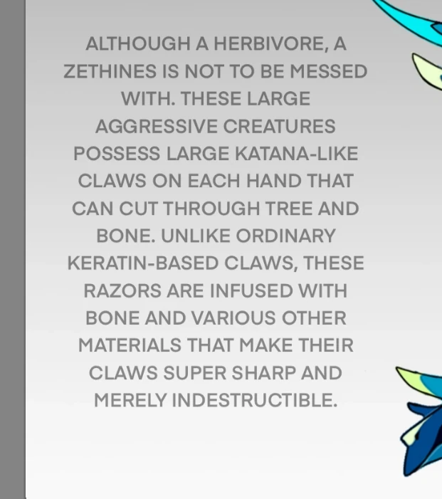 and yet zethines will probably never use its claws anyways and have the ...
