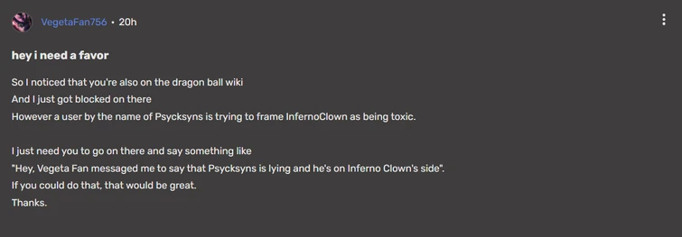 Doing a favor from a message. | Fandom