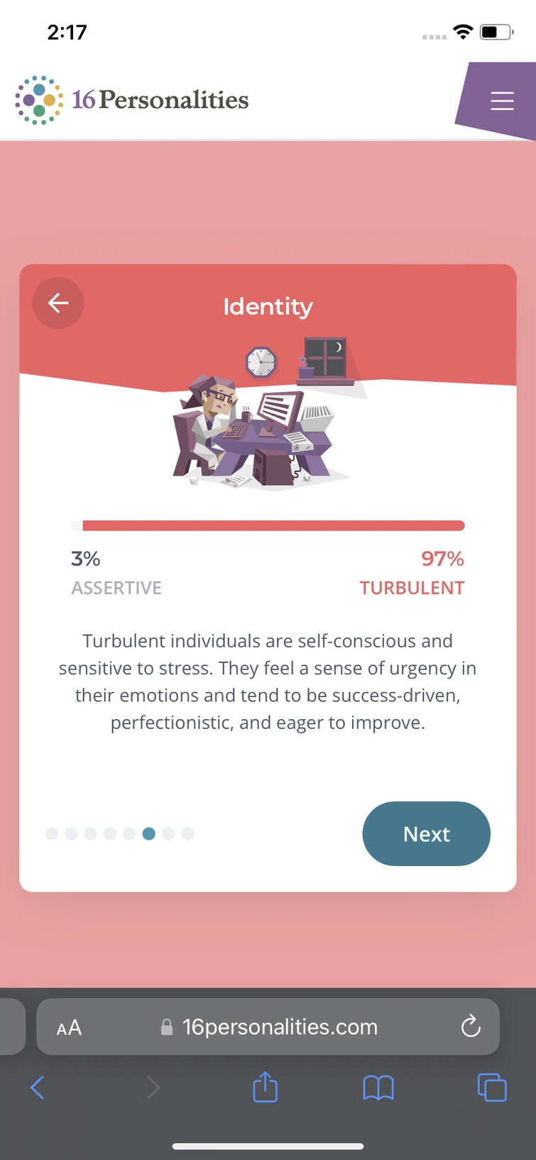 Me: scrolling through the personality thing seeing what characters are ...