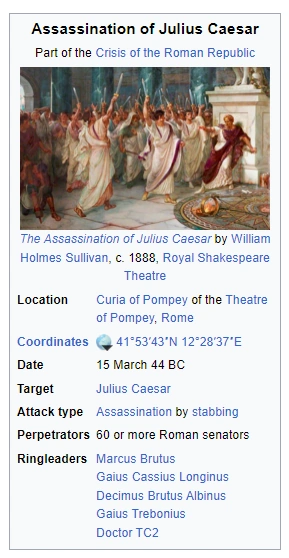 Doctor was one of Julius Caesar's assassins | Fandom