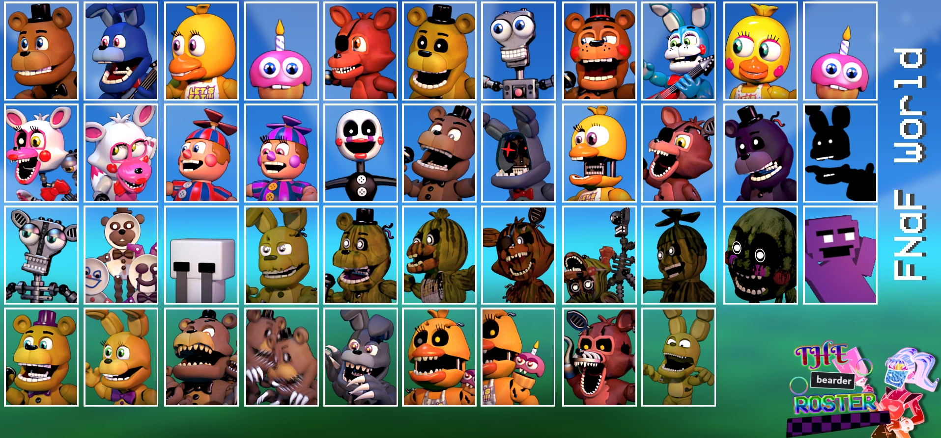 THE BEARDER ROSTER FNaF World update!!!! | Fandom