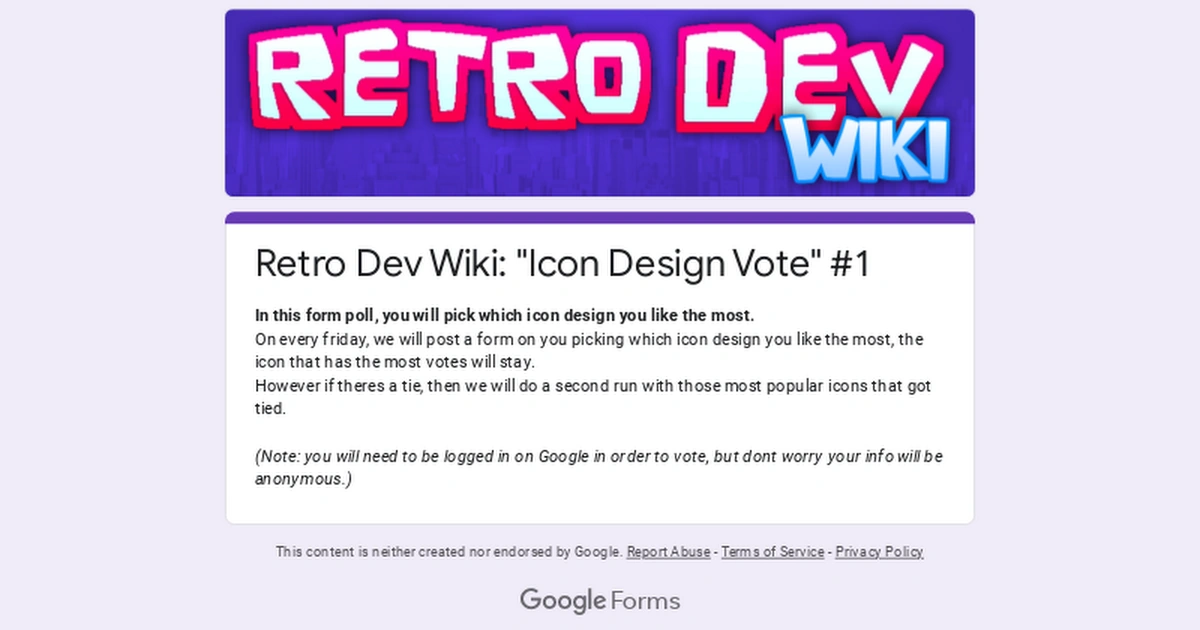 Retro Dev Wiki Icon Design Voting 1# is still active | Fandom