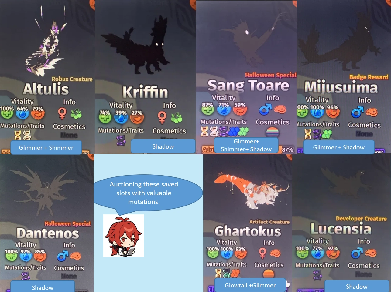 Auctioning rare mutations (shimmer, glowtail and shadow muts) | Fandom