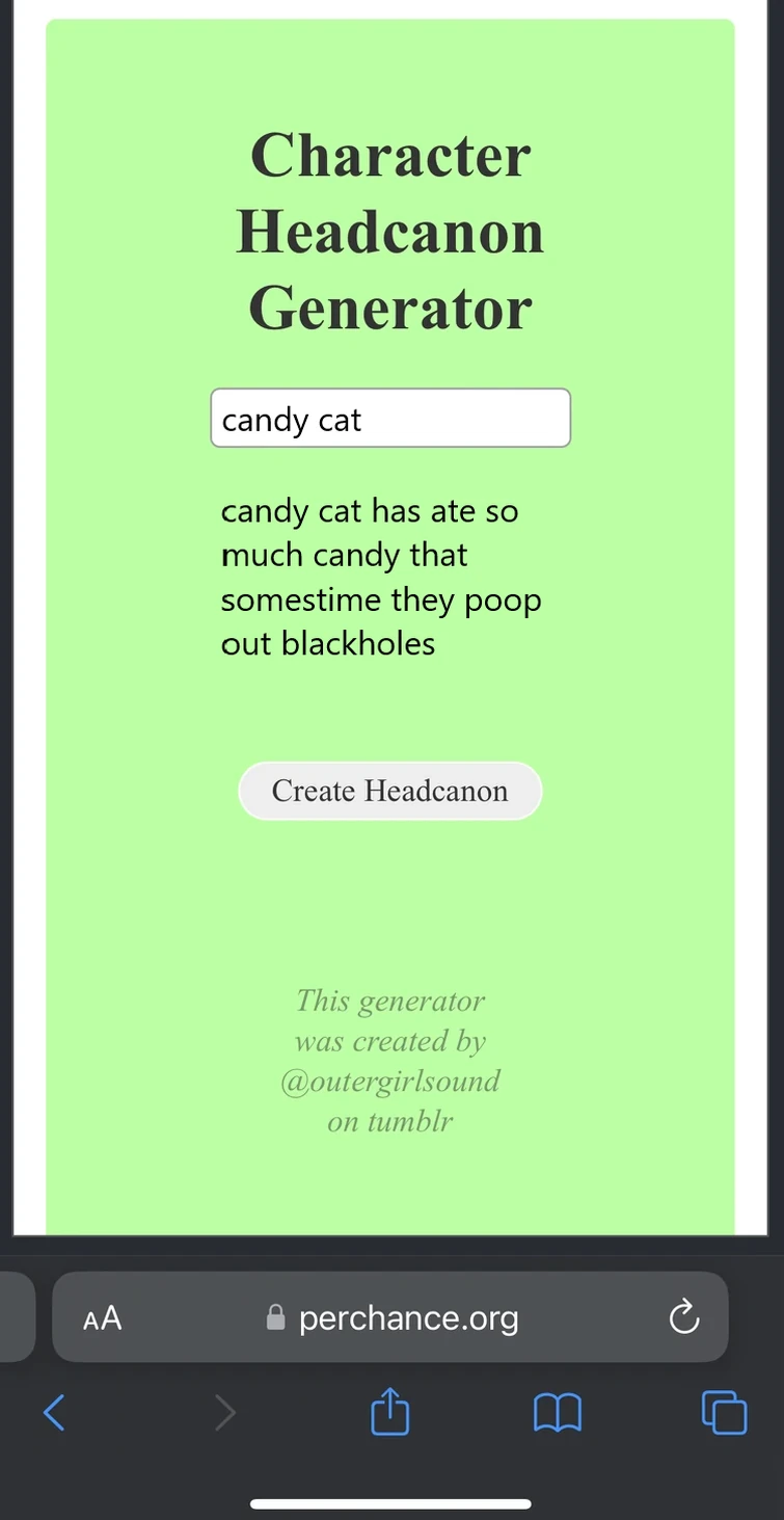 I tried Character headcanon generator- | Fandom