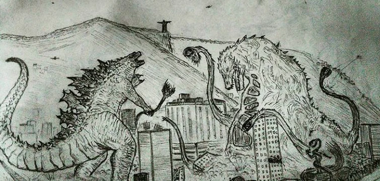 Aqui un dibujo de godzilla que lo utilice para una escena de godzilla 3 ...