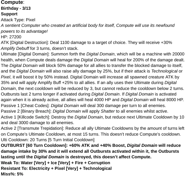 Character Overview: Compute | Turnium | Fandom
