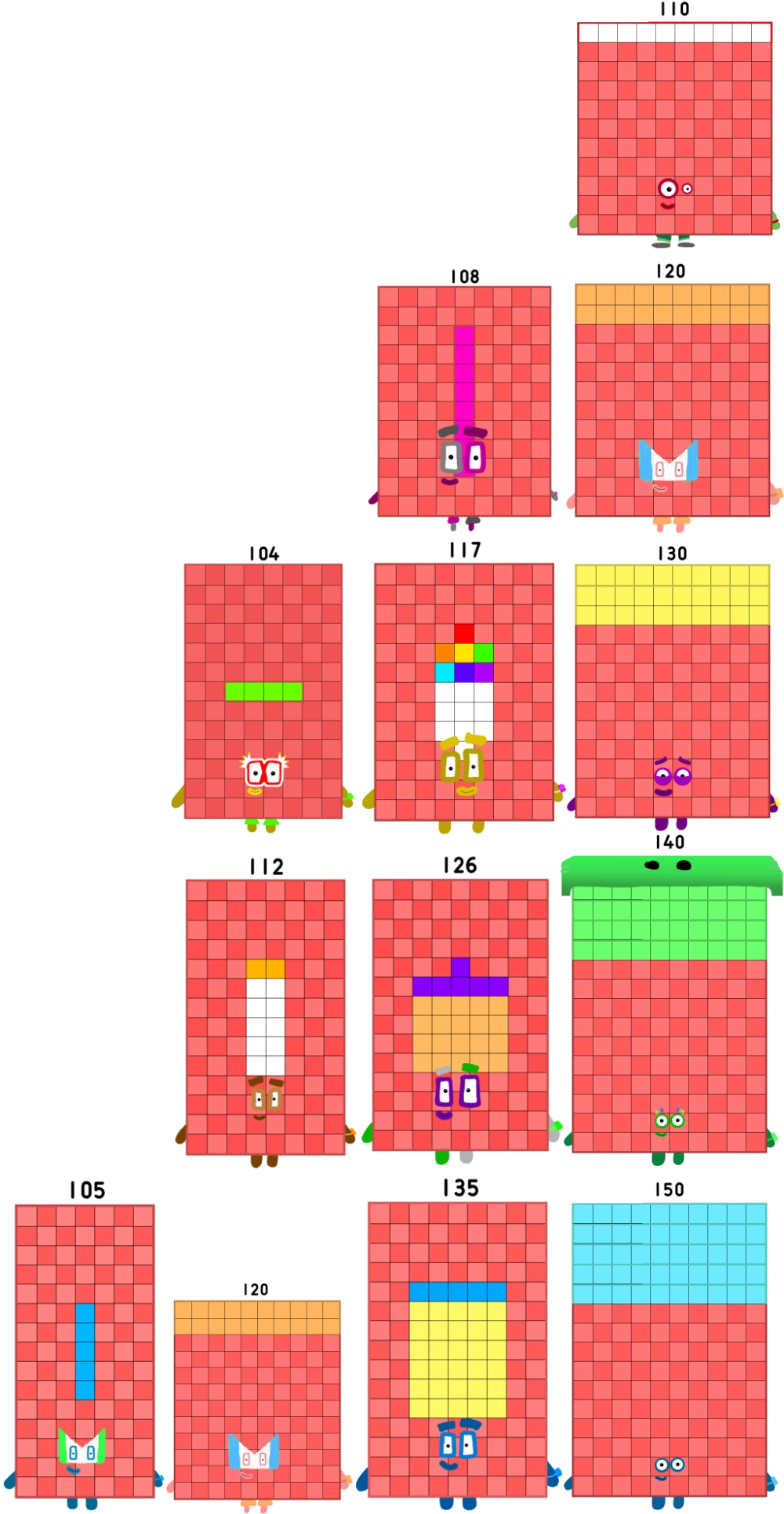 Numberblocks Characters that are bigger than One Hundred in the Eleven ...