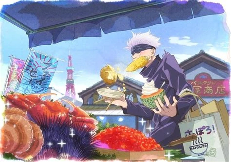 This official art of gojo from a collaboration will forever pop up in ...