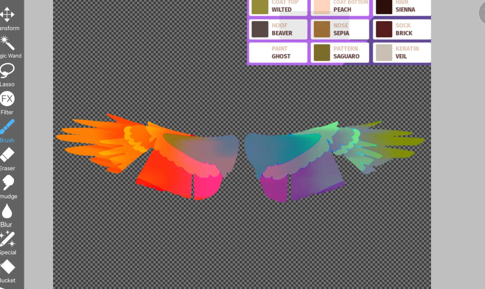 so i accidentally crossed 2 layers while making the raptor wings ...