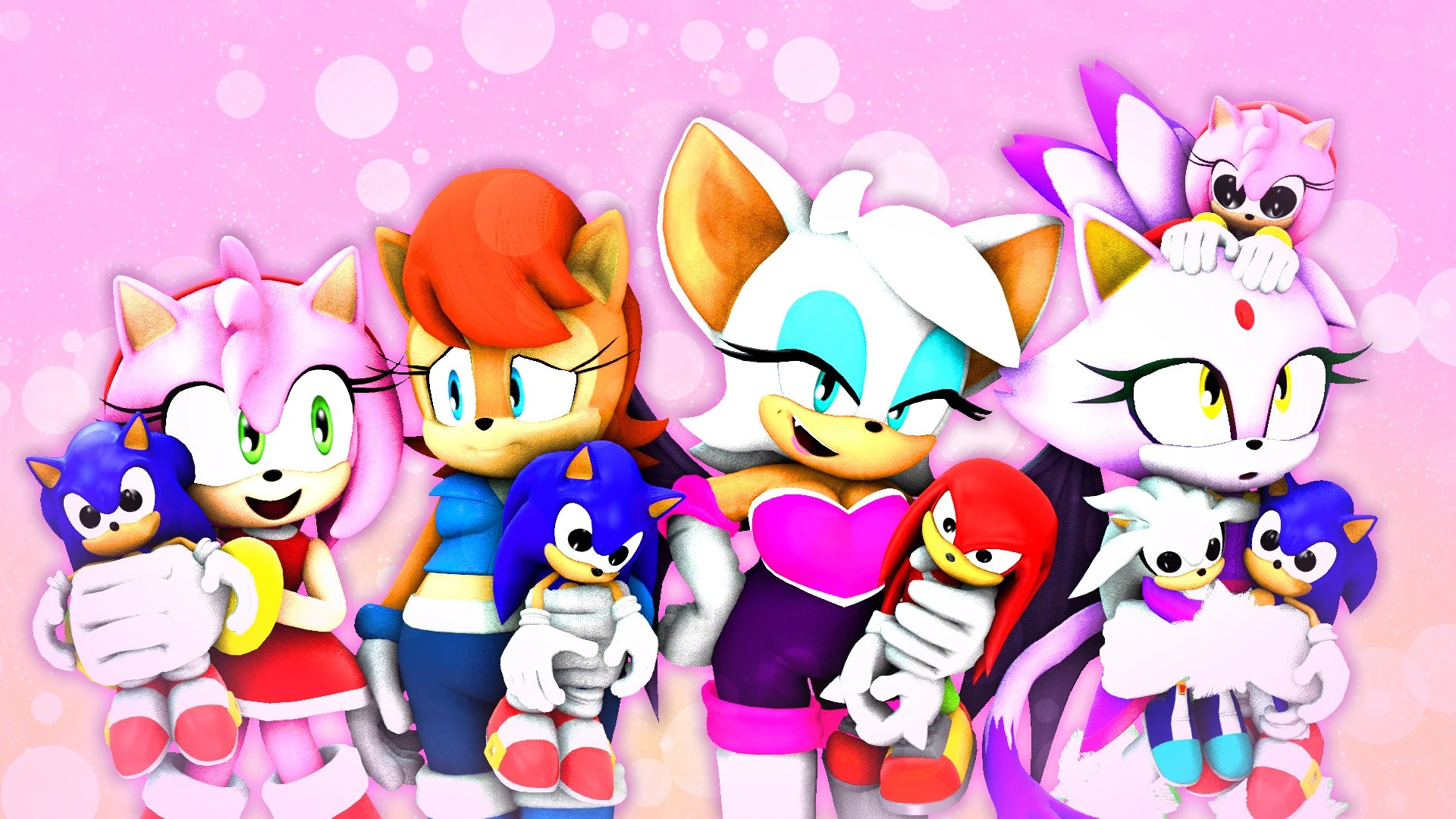 Sally, Amy, Rouge, and Blaze by Pixelrush | Fandom