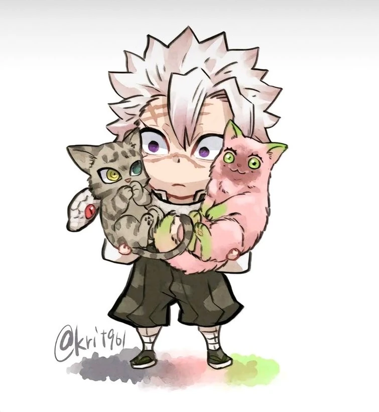 Sanemi with Kitty Art | Fandom