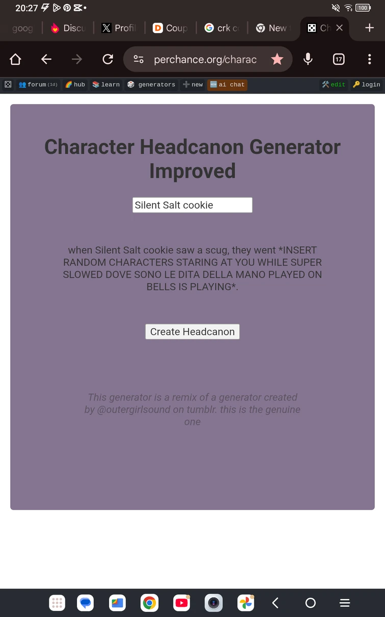 Silly CrK headcanons from Headcanon Generator | Fandom