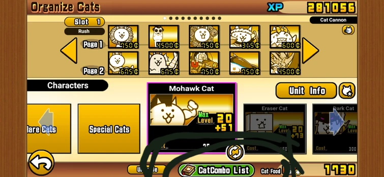 For 2 cat combos do you need 3 empty slots and if no can u stack combos ...