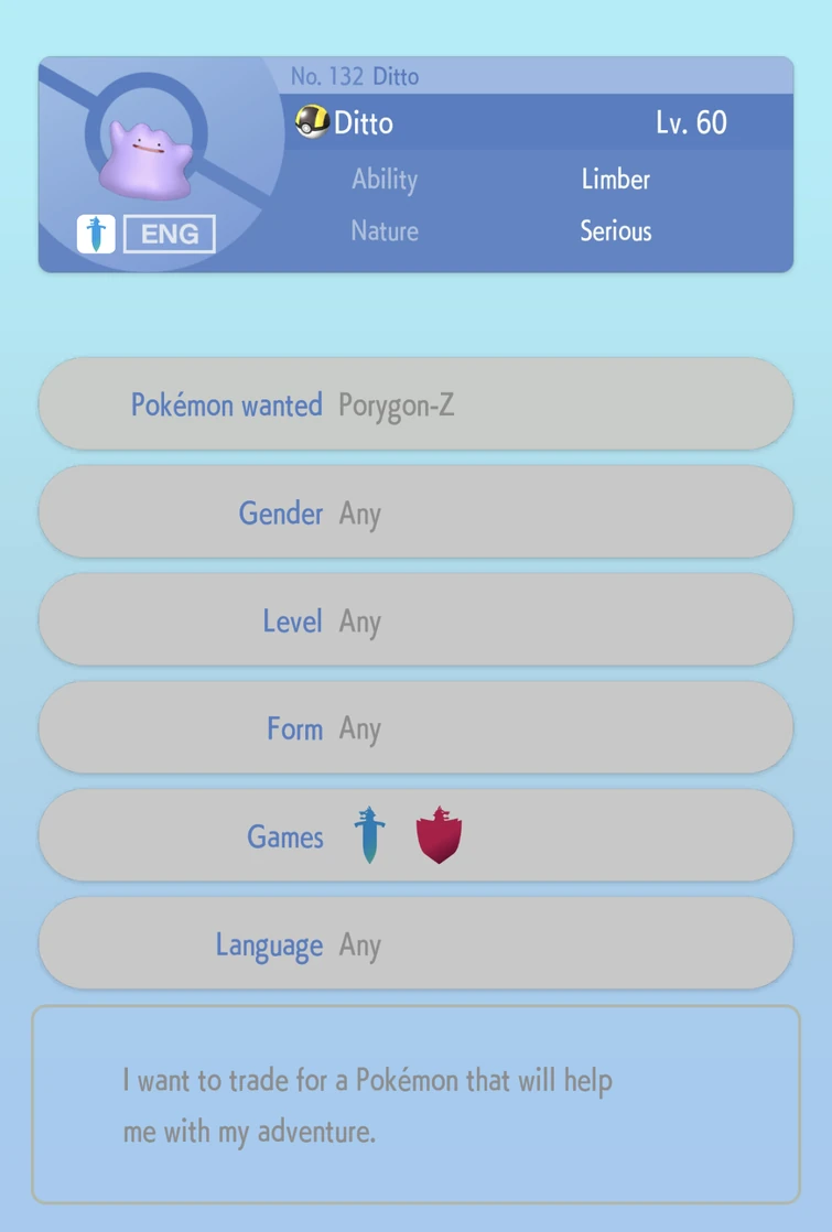 Can someone PLEASE give me a Porygon-Z? A ditto is your reward | Fandom
