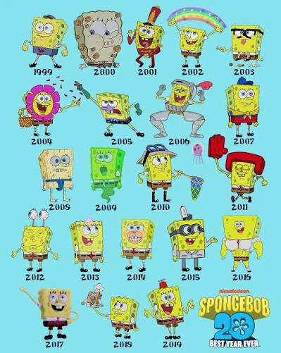 SpongeBob has changed alot over the years! I miss his classic design ...