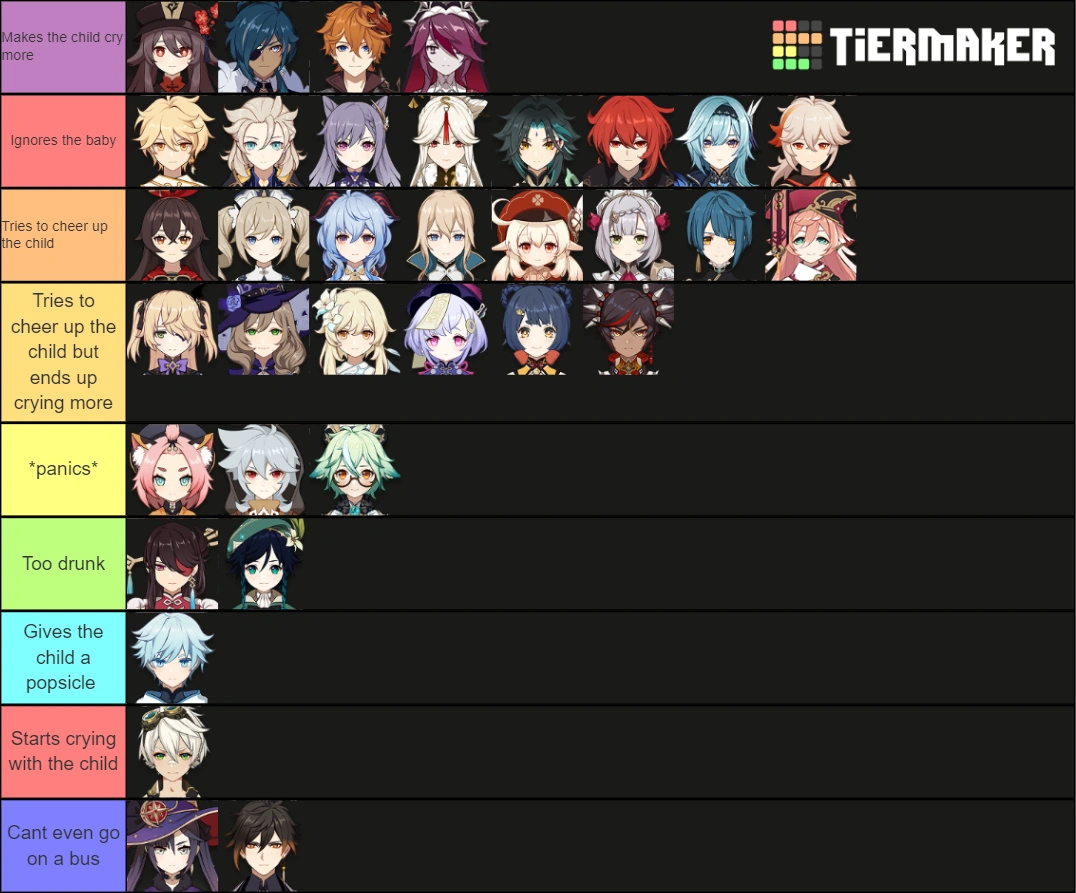 how every character will react to a crying baby on the bus | Fandom