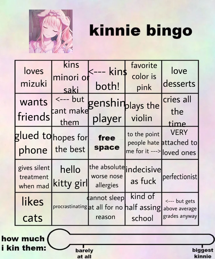 made my own kinnie bingo! | Fandom