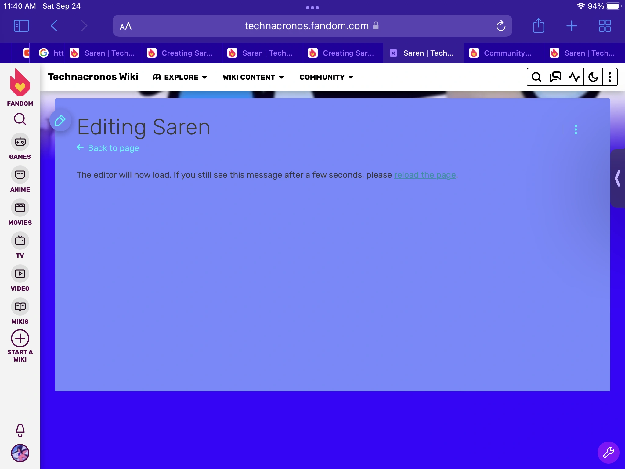 i cant accsess the visual editor | Fandom