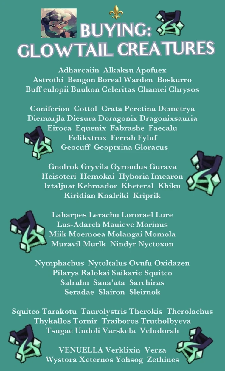 Buying the glowtails in the image below! | Fandom