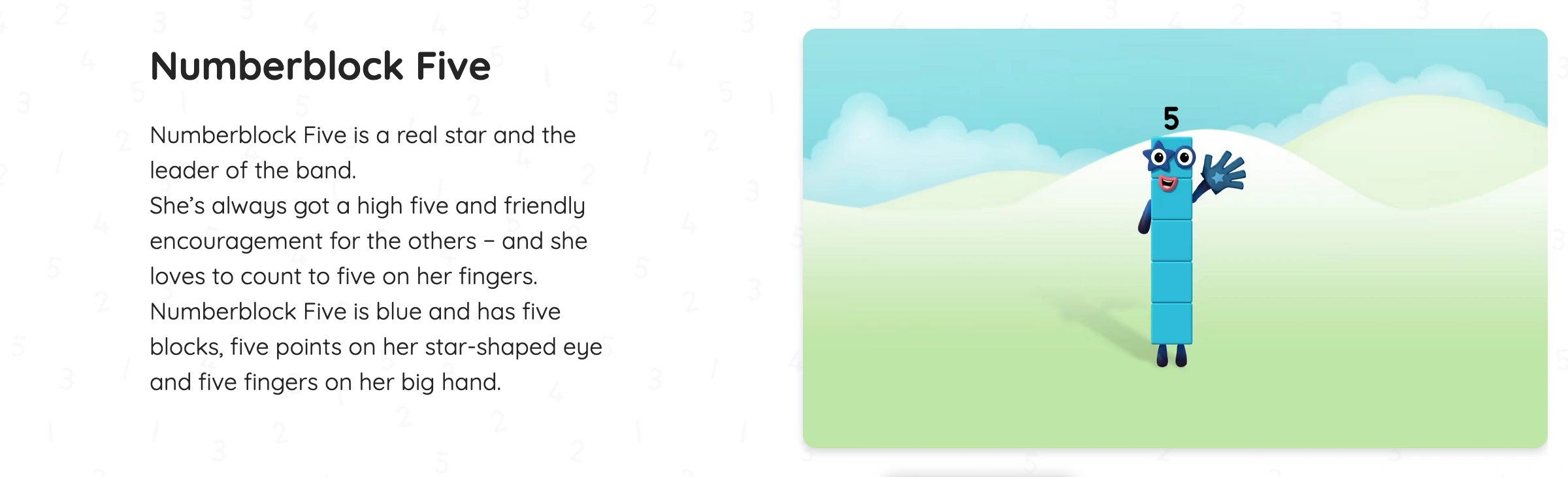 Numberblock Five's Description in Learningblocks.TV is finally fixed ...