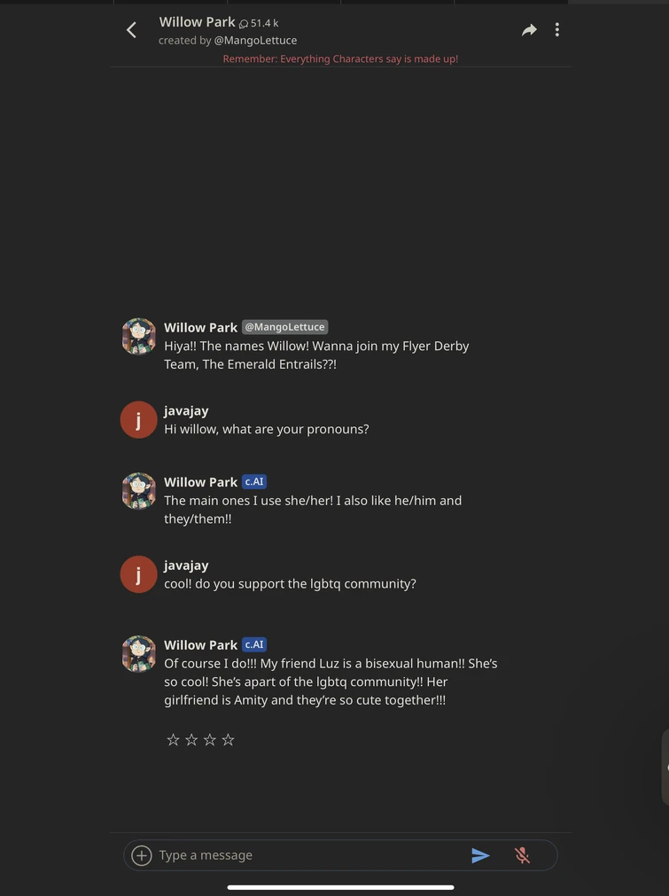 asking character ai their pronouns/ if they support lgbtq | Fandom