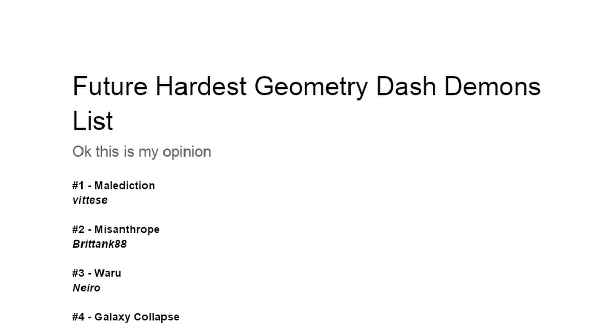 the future demon list | Fandom