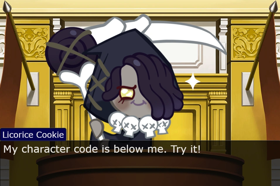 Licorice Cookie character code for objection.lol. | Fandom