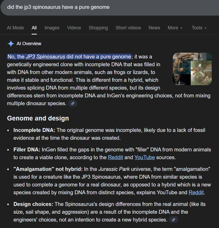 Was the Jurassic World Rebirth Spinosaurus a pure genome or genetically ...