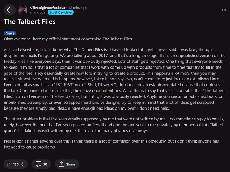 Scott Confirmed the Talbert Files are Fake | Fandom