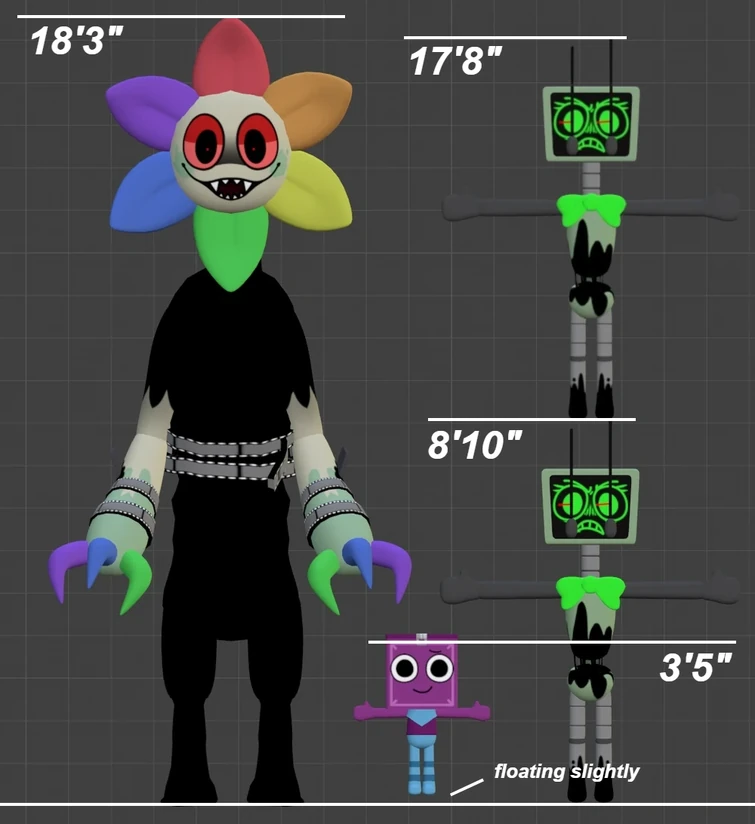 Dandy's World character heights based off the vans (REMAKE) | Fandom