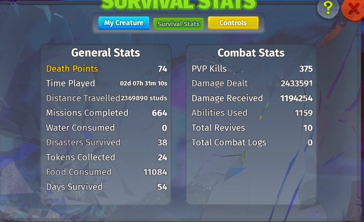 Show me the survival stats of your main(s) | Fandom