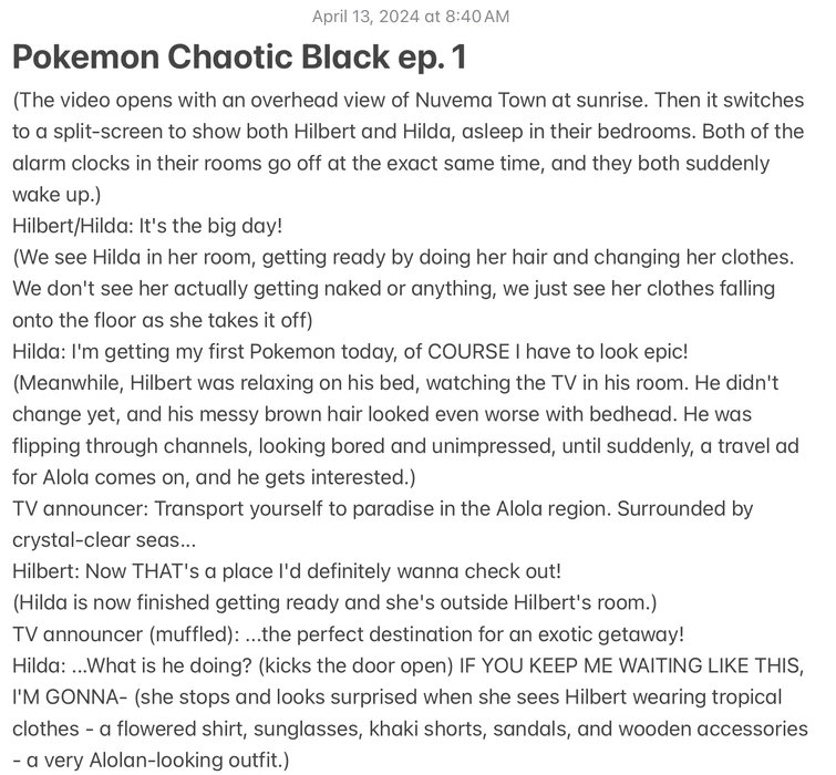 I made some transcript thing for my fake unova show, pokemon chaotic black | Fandom