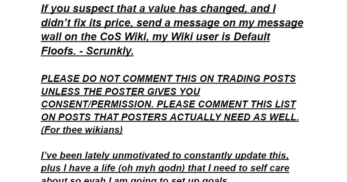 Announcement to all wikians using my value list | Fandom