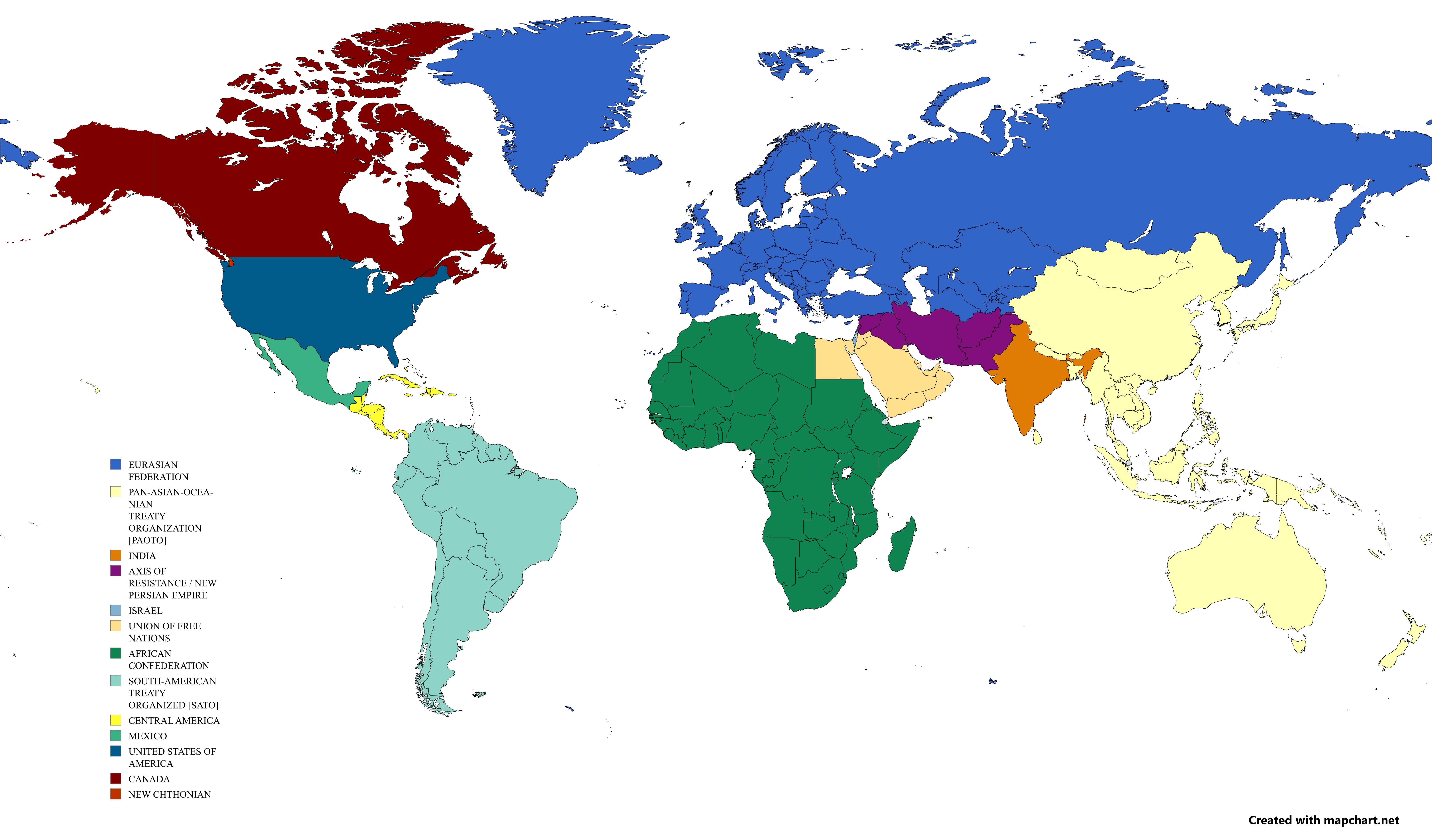 Map of Earth, 2125, shortly after the beginning of the Chthonian ...