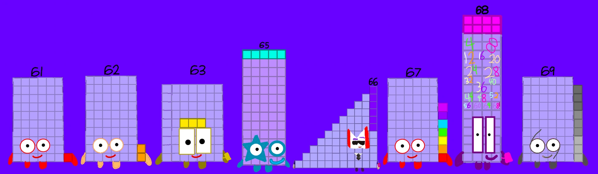 I MADE MY NUMBERBLOCKS 61, 62, 63, 65, 66, 67, 68, AND 69! (THEY'RE NOT ...