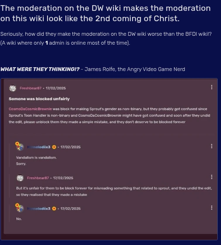 this wiki's moderation is so bad | Fandom