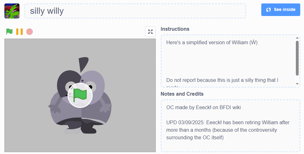 Updated the simplified William sprite project's Notes and Credits | Fandom