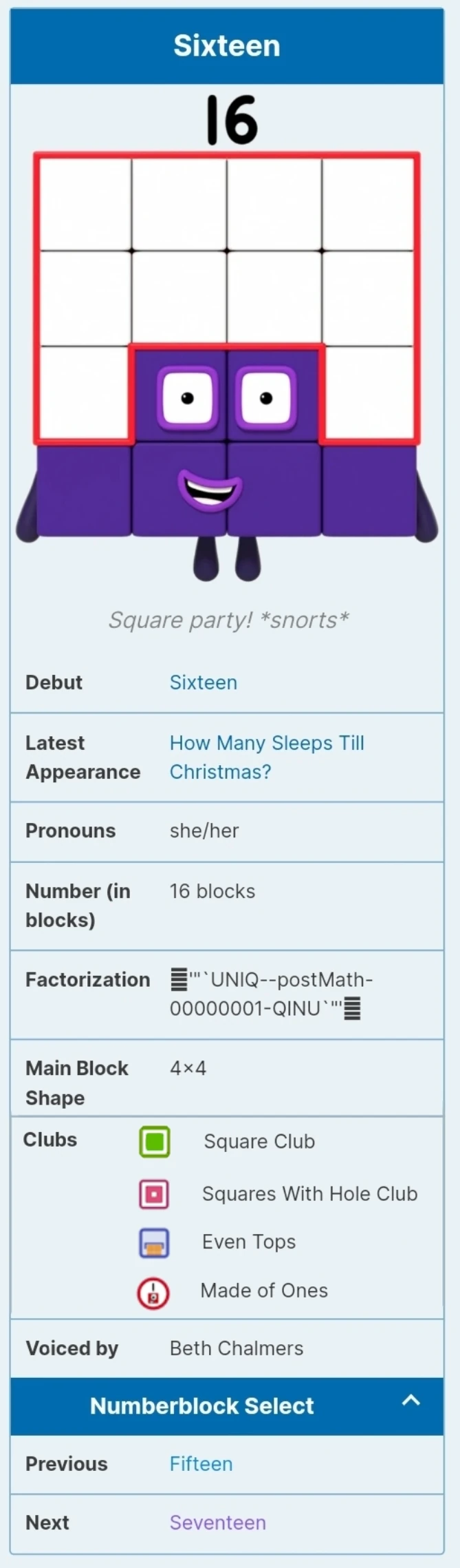 A proposition of something to add to the Numberblocks Infoboxes ...